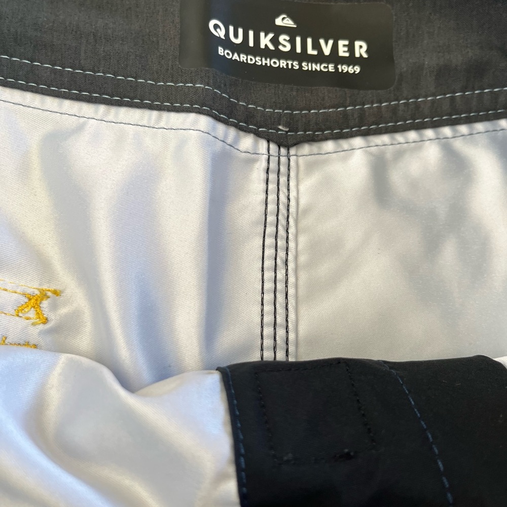 Quicksilver Striped Black Blue Yellow Boardshorts Swi… - Gem